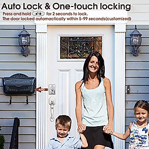 Tinewa Electronic Keypad Deadbolt, Front Door Handle Sets, Keyless Entry Door Deadbolt with Lever Handle, Digital Keypad Deadbolt, Auto Lock, Code Door Lock, Satin Nickel