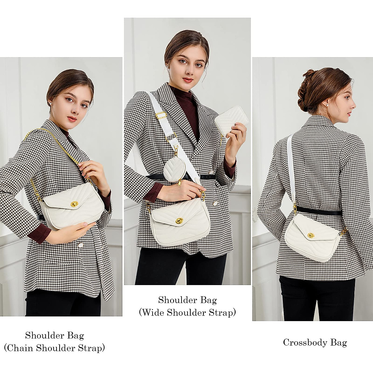 Black Purse Crossbody Bag with Coin Purse for Women Small Quilted Purses Shoulder bag for Women Lightweight Cross body Bags Trendy Purse and Handbags