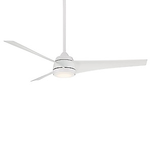 WAC Smart Fans Sonoma Indoor and Outdoor 3-Blade Ceiling Fan 56in Matte White with 3000K LED Light Kit and Remote Control works with Alexa and iOS or Android App