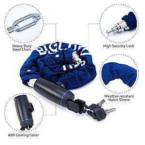 Bike Chain Lock, BIGLUFU 3 Feet Heavy Duty Bicycle Chain Lock, 9mm Thicker Anti-Theft Security Lock with 3 Keys for Bike, Motorcycle, Door, Gate, Fence, Scooter