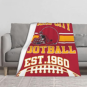 TOUVCRD Kansas Fans Blanket Gifts 50x60 inches City Soft Lightweight Flannel Throw Blanket for Men Women Youth Kids Classic Football Team Color Blankets for Sofa Bed Bedroom Living Room
