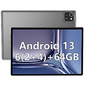 JUNINKE Android Tablet, 10 inch Tablet for Kids with Case, 64GB ROM 512GB Expand, Quad-Core Processor, 1280x800 IPS Screen, GPS, WiFi, Dual Camera, Bluetooth, 6000mAh