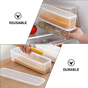 HEMOTON Pasta Holder Container 2pcs Pasta Container Spaghetti Noodle Holder Rectangular Chopstick Storage Box Sealed Noodle Canisters Rectangular Food Box Spaghetti Keeper Box with Cover