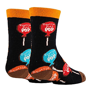 Kids Tootsie POP Candy Novelty Crazy Crew Socks, Silly Funny Cotton Dress Socks for Boys & Girls
