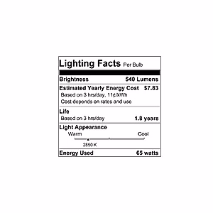 SYLVANIA Incandescent 65W BR40 Flood Light Bulb, 540 Lumens, 130 Volt, E26 Medium Base, 2850K, Warm White - 6 Pack (15679)