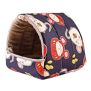 Bluelans Guinea Pig Nest Cartoon Pattern Pet Hideout Warm Small Animal Hamster Squirrel Bed House Cage Valentine's Day/Mother's Day/Christmas/Birthday Gifts - Rose Red Strawberry L