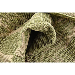 Unique Loom Collection Coastal, Branches, Botanical, Indoor and Outdoor Area Rug, 4 ft x 6 ft, Light Green/Beige