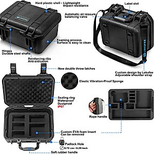 Lekufee Waterproof Hard Case Compatible with Gopro Hero 12/11/10/9/8/Gopro Volta/Media Mod/Creator Edition/Waterproof Action Camera and Accessories(Case Only)(Includes Shoulder Strap)