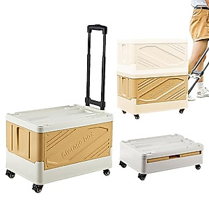 XCBYT Storage Bins with Wheels, Foldable Cart with Wheels Storage Bins Rolling Crate Collapsible Cart with Wheels Teacher Cart on 4 Universal Wheels Shopping Cart
