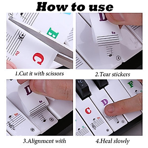 Piano Keyboard Stickers for 88/61/ 54/49 Key,Removable Piano Keyboard Letters for Beginners and Kids