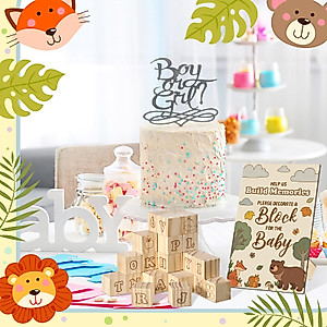 Watersay 53 Pcs Baby Shower Games Sign Kit Include 36 Abc Letter Alphabet Blocks 4 DIY Wooden Blocks 1 Block Game Frame Sign 12 Acrylic Markers for Gender Reveal Building Game Decorate Winners Decor