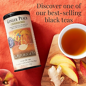 The Republic of Tea Ginger Peach Black Tea, Caffeinated, 50 Count