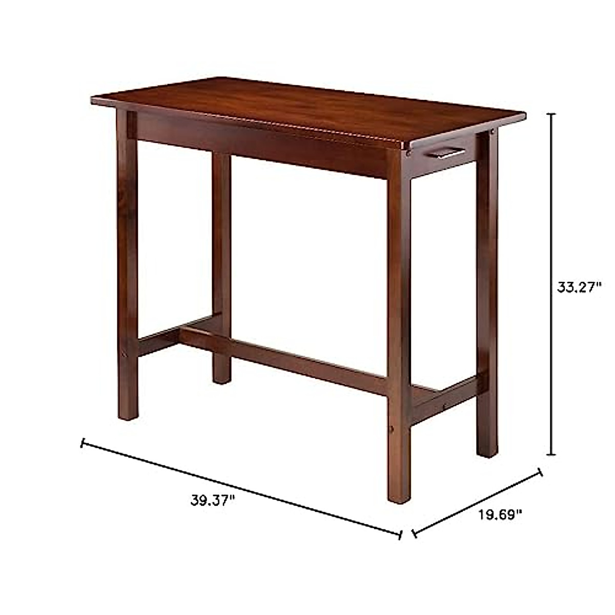 Winsome Wood Kitchen Island Table With 2-Drawers, Antique Walnut (94540)