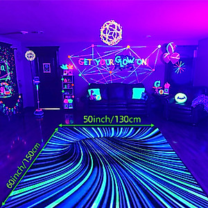 SEBKQ Optical Illusion Area Rug Black Light,Large UV Reactive 3D Vortex Non-Slip Carpet,Suitable for Living Room Bedroom Decorative Rug 70in×47in×0.39in(Green)