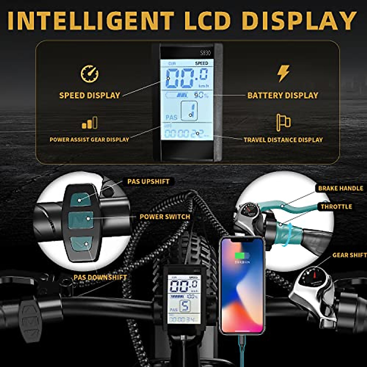 EUY Folding Electric Bike for Adults,48V18Ah/16Ah Removable Lithium Battery, 750W Motor 30MPH Electric Bicycle, 20" Fat Tire Electric Commuter Beach Snow Bicycle,Shimano 7-Speed,Dual Shock Absorber