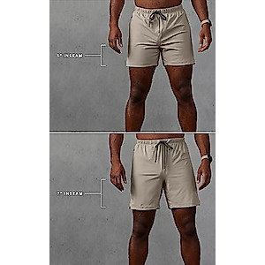 Fabletics Men's The One Short (Lined), Training, Swimming, Lightweight, Quick-Dry, Zip Pocket, Stretch Woven, 7" Inseam, XL, Shadow Grey