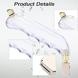 6PCS Pistol Oil Glass Cutter Oil Feed Glass Cutter with Extra 2-6mm Replaceable Head and Oil Reservoir Stained Glass Cutting Tools for Mirrors Window Glass Panes Ceramic Tile, Blue and White