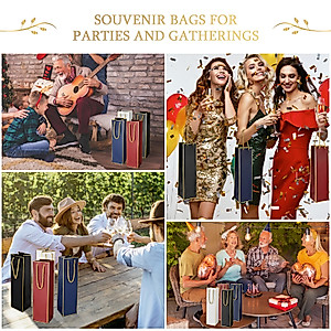 Fumete 20 Pcs Wine Bags 3.7 x 3.5 x 13.8 Wine Gift Bags Bulk Wine Bottle Gift Bags Paper Gift Bags with Handles Appreciation Gift Bags for Wedding Party Anniversary