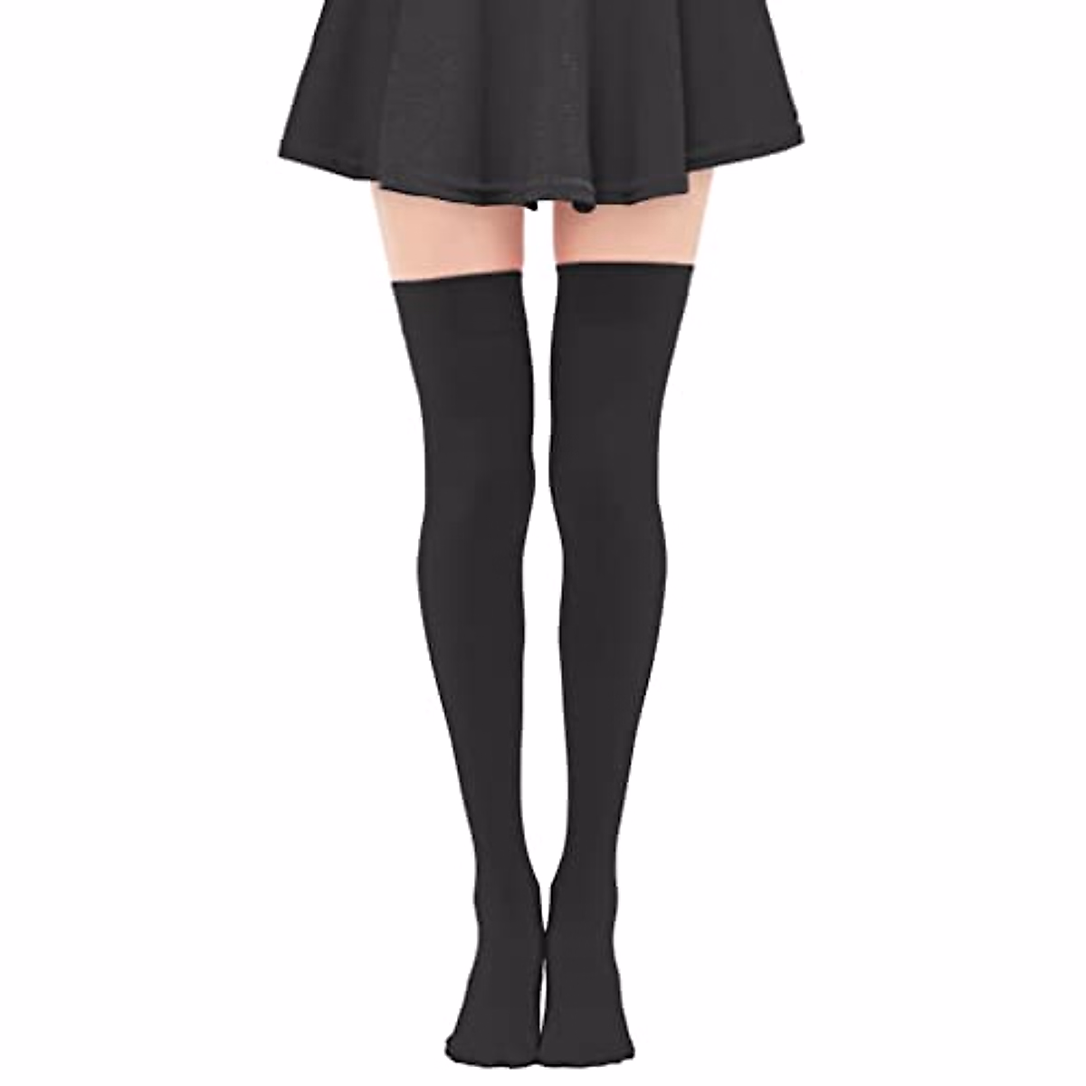 Lastclream Women Costume Thigh High Silk Stockings for Girls Over Knee Socks Cosplay Knee High Hosiery (Black)