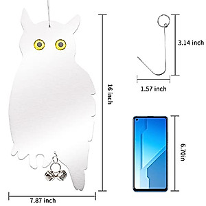 Bird Scarer Devices 16inch Hanging Reflective Fake Owl for Home and Garden - 2 Pack