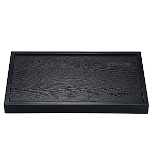 JPCRAFT Rectangle Wooden Serving Tray Breakfast Tray with Handles, Black, 14 by 9-Inch
