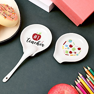 Teacher Gifts Spoon Rest Set of 2 Christmas Gifts Ceramic Spoon Holder for Women Coffee Bar Kitchen Counter Teacher Birthday Teacher Appreciation Week Housewarming Thanksgiving Present