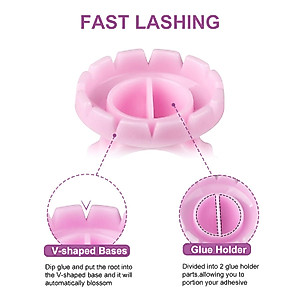 MEKK Glue Rings 100PCS Glue Rings for Eyelash Extension Lash Extension Supplies Disposable Lash Extension Supplies Fanning Blossom Cups for Eyelash Extension(Pink)…