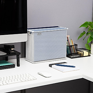 Mind Reader FILEBASK-WHT Metal Mesh Storage Letters, Documents, Folders, Office Organization, White File Basket