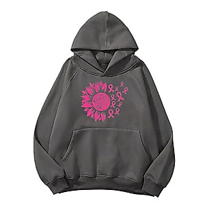 JDHUFEI Kitchen aid Mixer Stand Deals Oversized Hoodie for Women Casual Breast Cancer Sweatshirts Loose Fit Long Sleeve Tops Fall Fashion Pullover Blouse