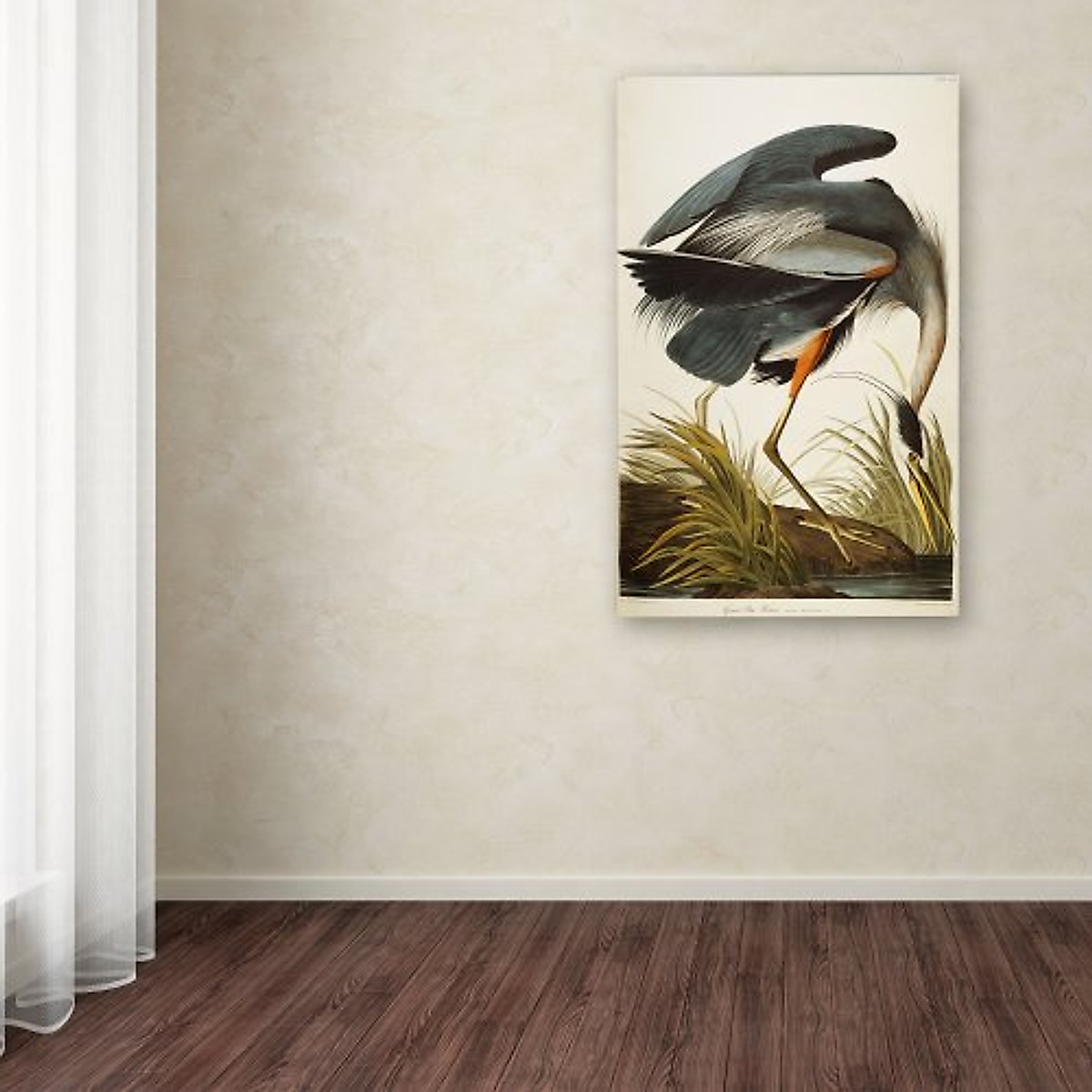 Great Blue Heron Artwork by John James Audubon, 22 by 32-Inch Canvas Wall Art
