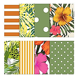 Soimoi 8 Pc Fat Quarter Bundle - Tropical Print 18"x 22" DIY Patchwork- 100% Cotton Pre-Cut Quilting Fabric (Green & Orange)