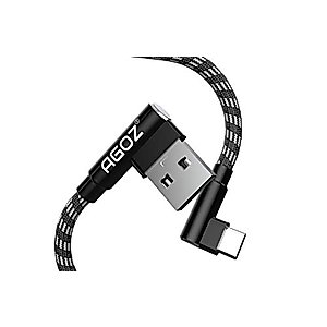 AGOZ 4inch Short USB C Cable, Fast Charger 90 Degree Right Angle Cord Compatible with Samsung Galaxy S23 S22 S21 S20, S10 Plus, Note 20 10, A13 A14 A23 A32 A53 A54 A71, Moto G Stylus,Google Pixel 7 6