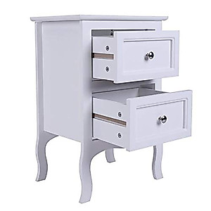 EEBUIHUI White Nightstand with 2 Drawers, Farmhouse Night Stands for Bedrooms, Small Bed Side Table/Night Stand for Small Spaces, Living Room(White)