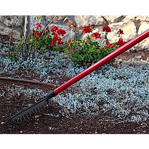 TABOR TOOLS J205A Level Head Rake with Strong Long 54 Inch Fiberglass Handle, 14-Tine Garden Rake.