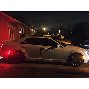 iJDMTOY 4pc Set Black-Out Dark Smoked Lens Amber Front & Red Rear Full LED Side Marker Lights Compatible With 2015-up Chrysler 300 (Total 180-SMD LED, Replace OEM Amber/Red Lens Sidemarkers)