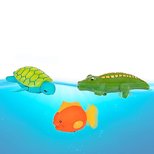 Battat – Paddling Bath Toys – 4-Pack Tub Animals – Floating Toys For Bathtime – Water & Beach Toys – 2 Years + – Wind-Up Tubbies - Turtle, Fish, Crocodile, Whale