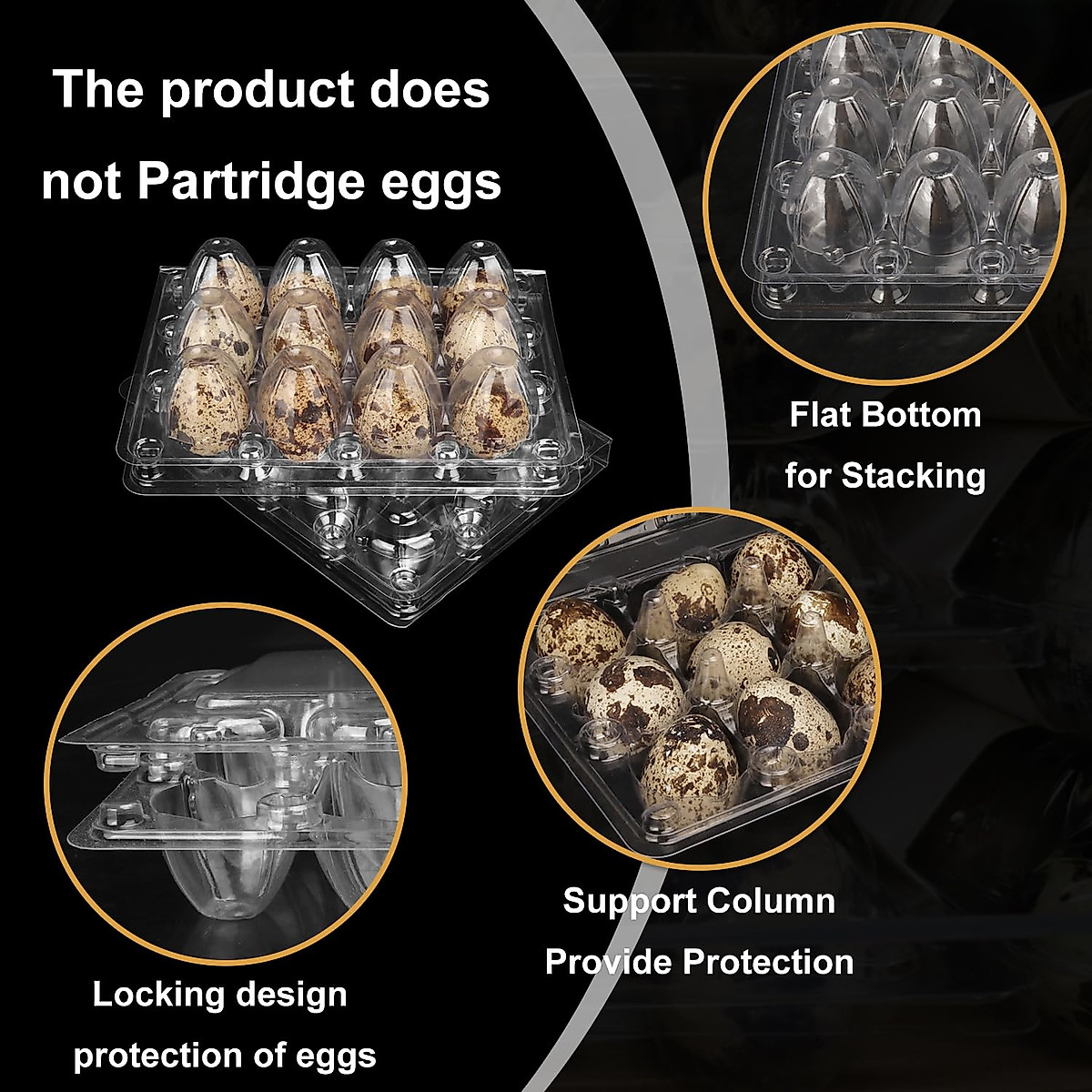 KUKLIPJIM 200 Pack Quail Egg Cartons, Clear Plastic Quail Egg Trays, Holds up to 12 Quail Eggs Securely - Your Ultimate Small Eggs Carton Holders for Bulk Storage and Display