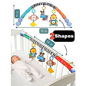 Pau1Hami1ton Baby Stroller Arch Toys, Car Seat Toys,Bouncer Toy Bar/Mobile for Bassinet,Adjustable Baby Hanging Toys Fit for Crib Bed,Stroller,Car Seat, Feeding Chair.S-19(Zebra)