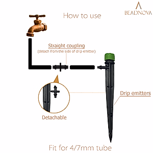 BEADNOVA Irrigation Drippers 50pcs Drip Emitters for 1/4 Inch Irrigation Sprinkler 360 Degree Micro Sprinkler Adjustable Drip Irrigation Heads Drippers for Drip Irrigation Parts Garden Patio Lawn