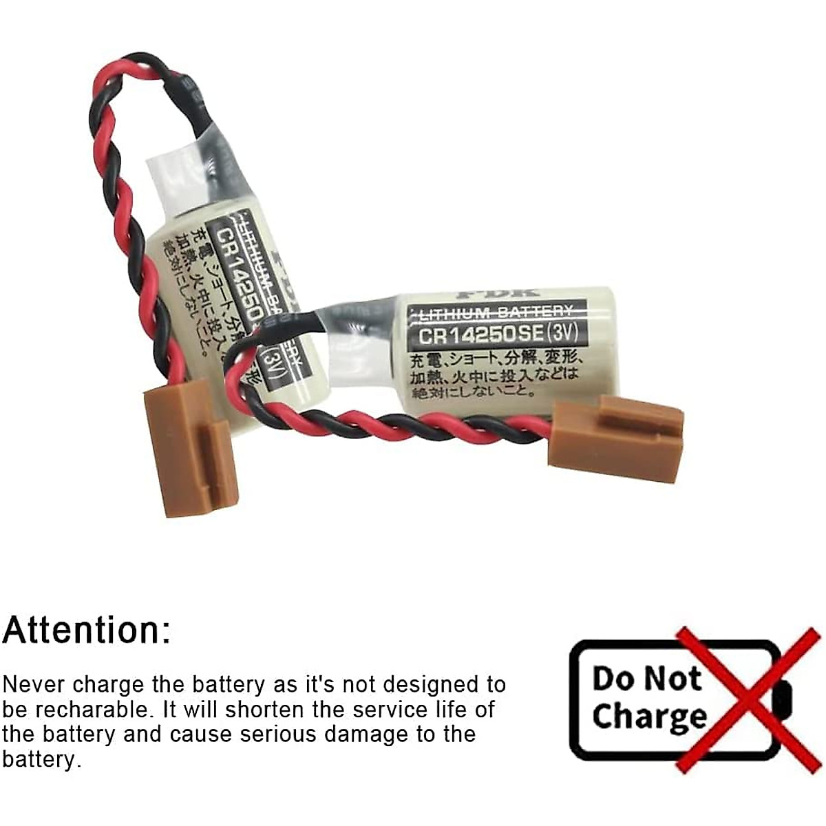 EVA(12-Pack) CR14250SE 3V 1800mAh Lithium Battery Replacement for Sanyo FDK 1/2AA PLC Battery 1747-BA Backup Power Supply with Brown Plug