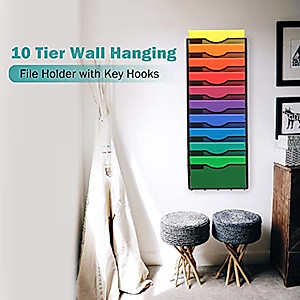 Delifox 10-Tier Wall Mounted Hanging File Organizer Metal Mesh Wall File Holder Organizer Magazine Rack Multipurpose Use for Office