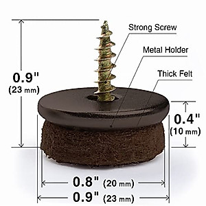 Screw-On Felt Furniture Pads X-Protector 24 PCS - 0.8” Chair Leg Floor Protectors for Hardwood Floors - Premium Chair Glides - Brown Floor Protectors for Chairs - The Best Furniture Sliders!