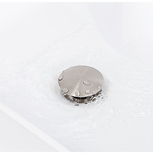 YCCUZA Pop Up Drain Brushed Nickel with Overflow Drain Stopper for Bathroom Lavatory Vanity Basin Sink Bathtub