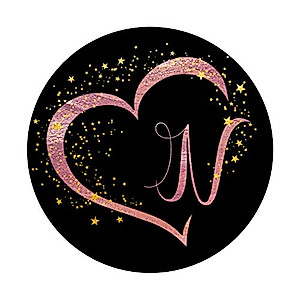 Letter N Initial Rose Pink Heart Monogram PopSockets Swappable PopGrip