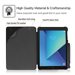Fintie Slim Shell Case for Samsung Galaxy Tab S3 9.7, Super Slim Lightweight Stand Case with S Pen Protective Holder Auto Sleep/Wake for Tab S3 9.7 (SM-T820/T825/T827) 2017 Release, Black