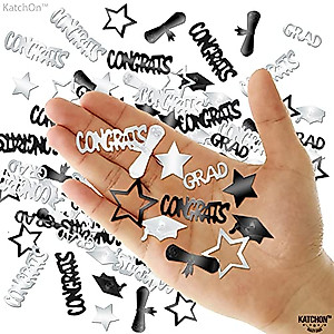 Congrats Grad Graduation Confetti 2023 - Pack of 1300 | Black and Silver Confetti for Graduation Party Decorations 2023 | Graduation Table Confetti Silver, Black | Graduation Centerpieces for Tables