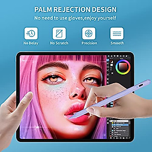 Stylus Pen for iPad 9th&10th Generation - 5 Minutes Fast Charge Digital Pen - Compatible with 2018-2023, Apple iPad Pro 11/12.9 Inch,iPad 6-10 Gen,iPad Mini 5-6 Gen,iPad Air 3-5 Gen-Purple
