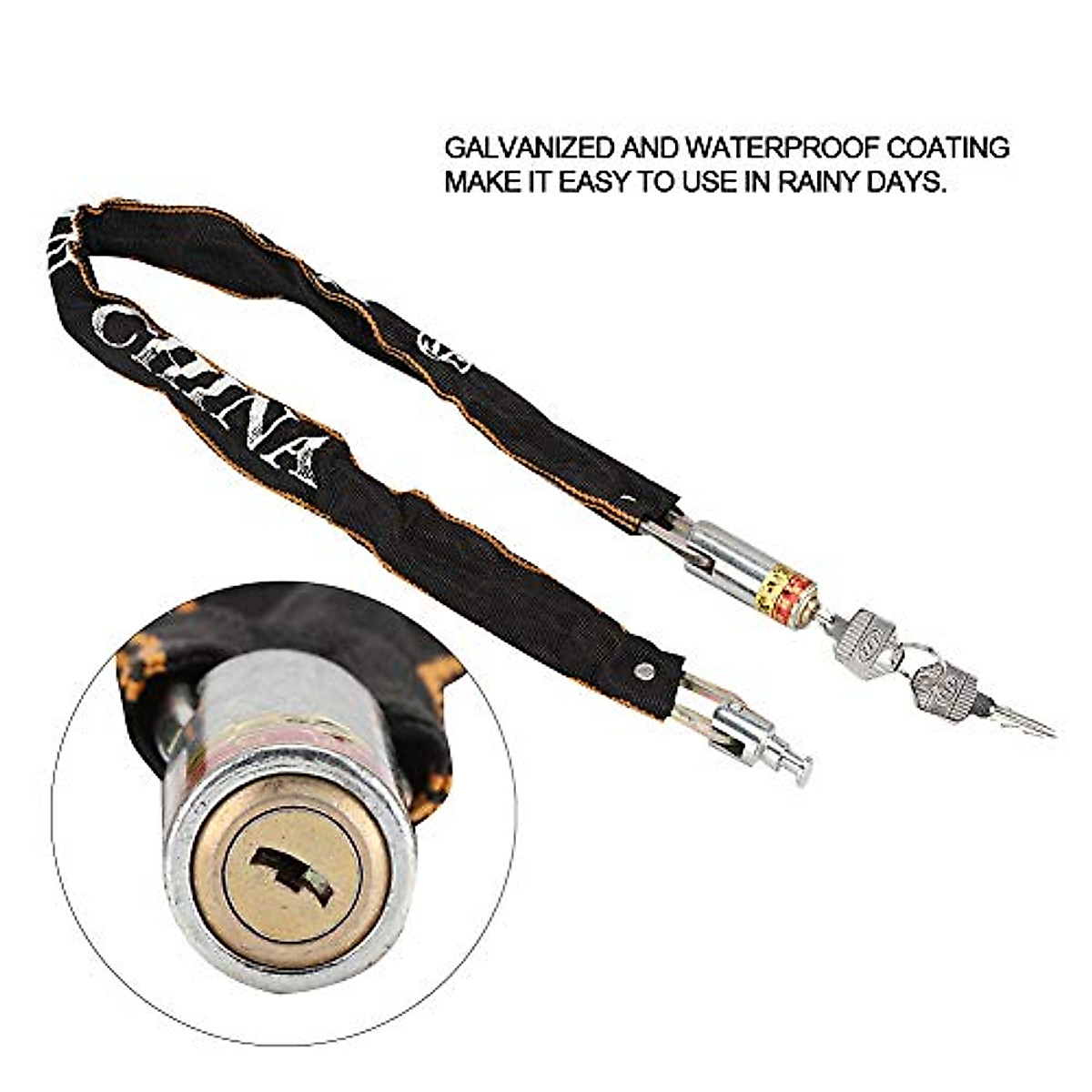 Natudeco Bicycle Security Chain Lock Heavy Duty Mobility Scooter Lock Wheelchair Chain Lock Outdoor Fence Padlock with with Key for Outdoor Security