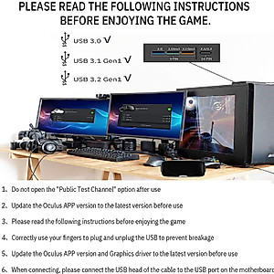20ft/6M Oculus Quest 2 Link VR/Virtual Reality Headset Cable for PC Gaming，USB 3.2 Gen1 5Gbps Type C to USB Type A ，High Speed Data Transfer & Fast Charger for Quest 2 and Quest