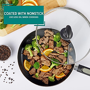 Mirro Get A Grip Nonstick Fry Pan with Glass Lid Cookware, 10-Inch, Black